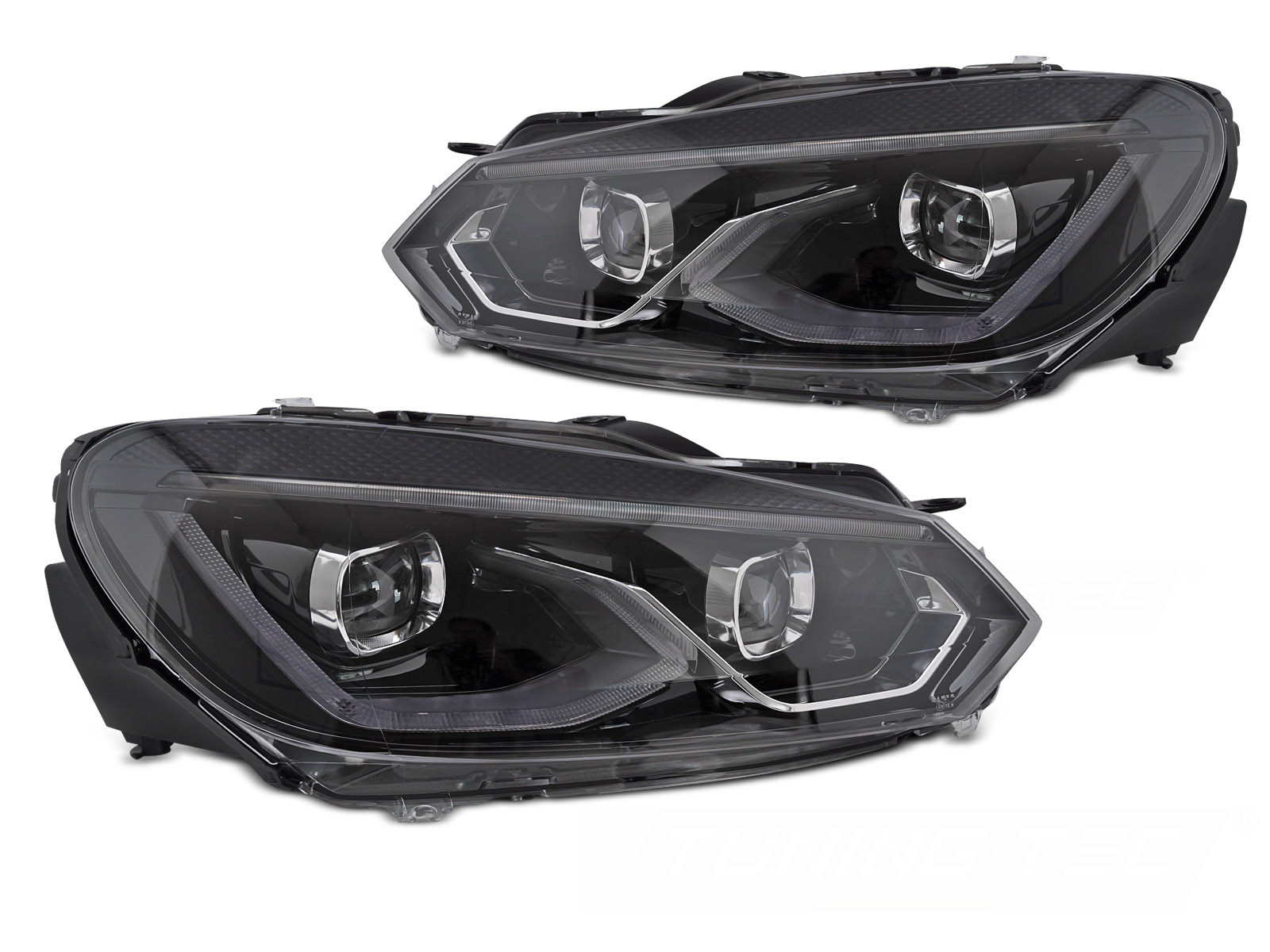Lampy przód VW Golf 6 - BLACK FULL LED DRL dzienne - diodowe LPVWW7 ...