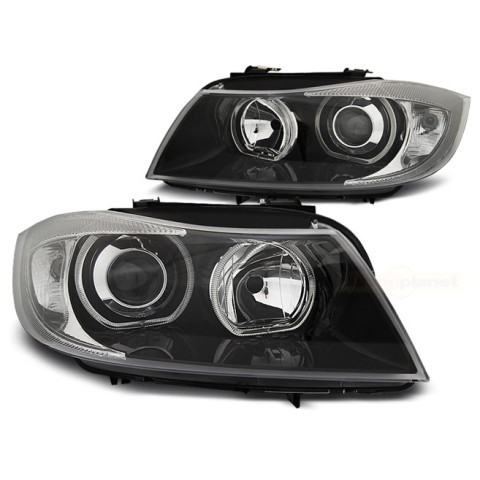 Lampy przód BMW E90 / E91 Angel Eyes BLACK diodowe Ringi LED LPBME4 ...